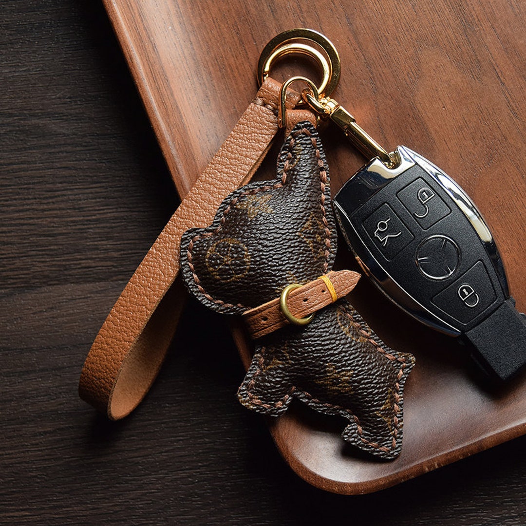 Handmade Leather Dog Keychain: Stylish Bag Accessory - Etsy