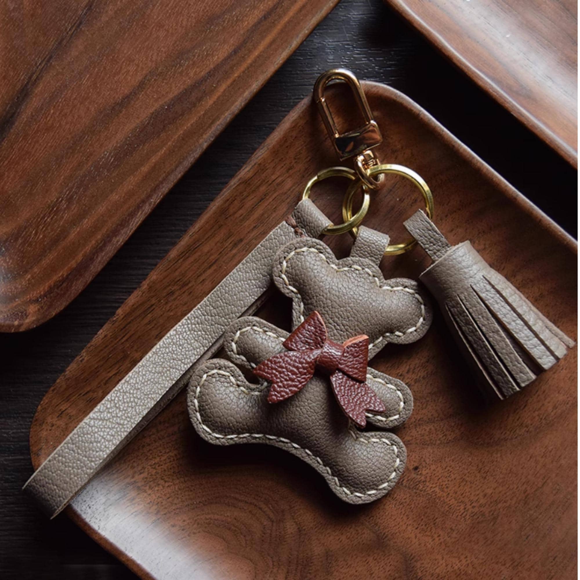 Vintage Bear Leather Keychain – Bag Accessory, Leather Purse Charm ...