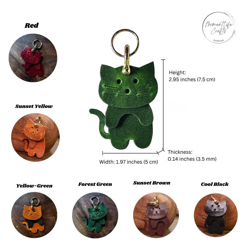 Handcrafted Leather Cat Keychain: Animal Lover Gift - Etsy