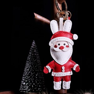 Goat Leather Santa Claus Keychain: Festive Bag Charm - Etsy