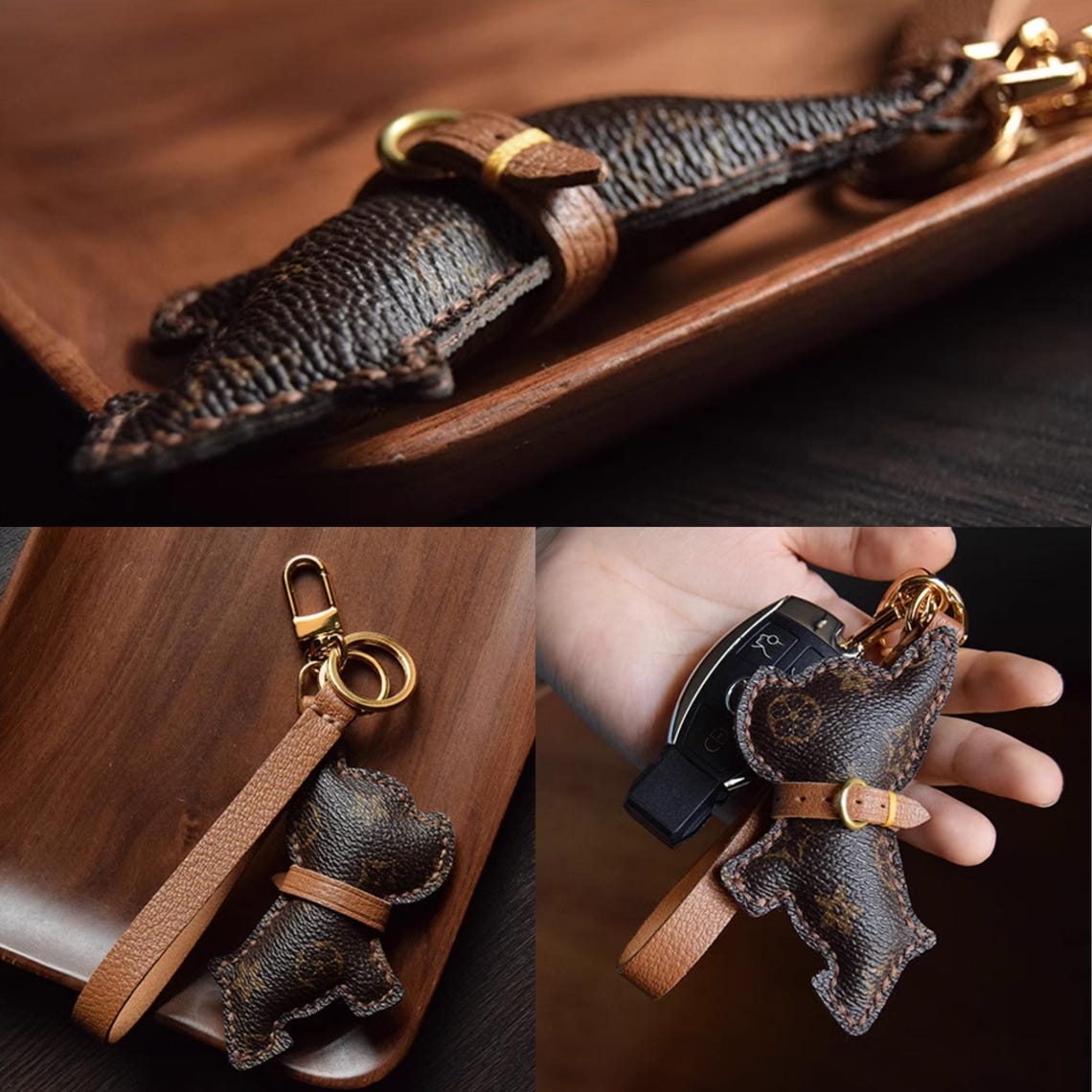 Handmade Leather Dog Keychain: Stylish Bag Accessory - Etsy