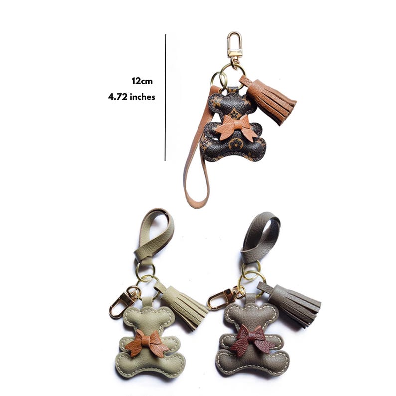 Vintage Bear Leather Keychain – Bag Accessory, Leather Purse Charm ...