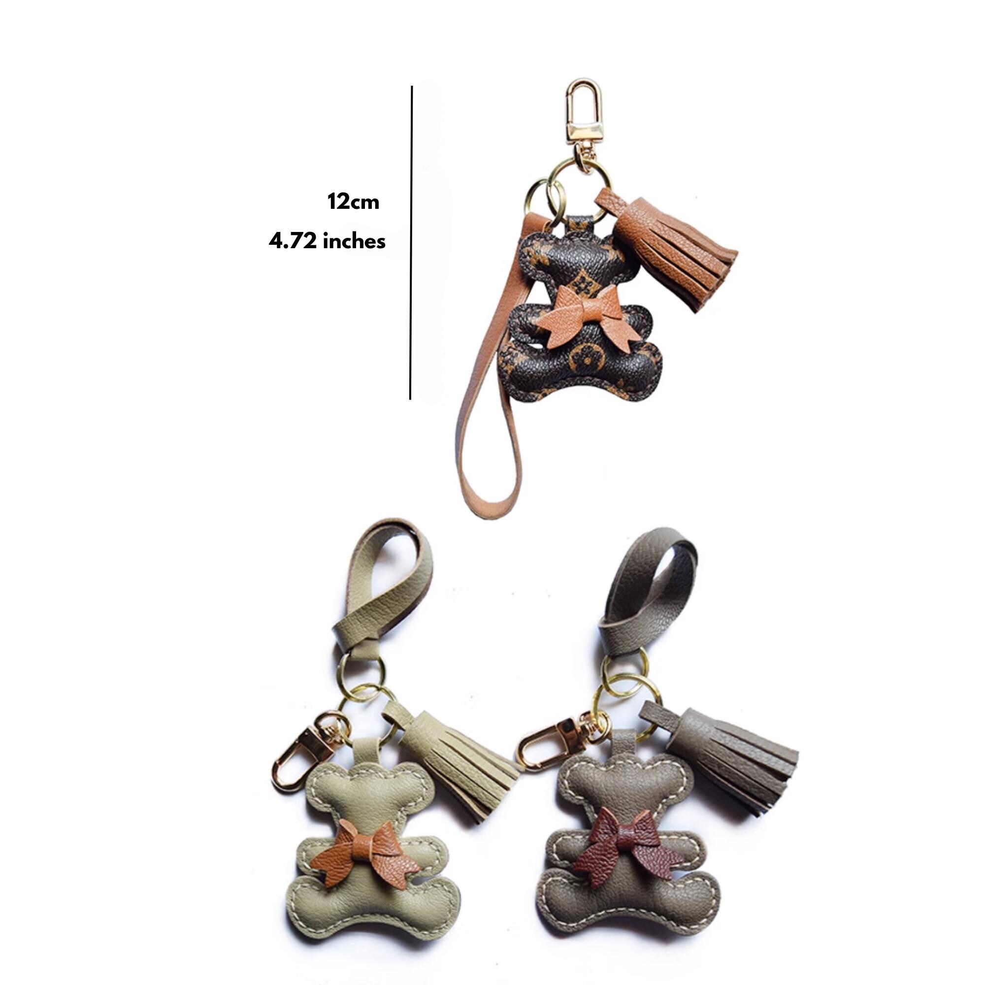 Vintage Bear Leather Keychain – Bag Accessory, Leather Purse Charm ...