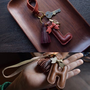 Leather Initial Charm, Personalized Gift, New Car Gift, Gift for Her ...