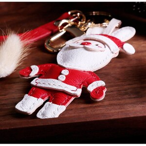 Goat Leather Santa Claus Keychain: Festive Bag Charm - Etsy