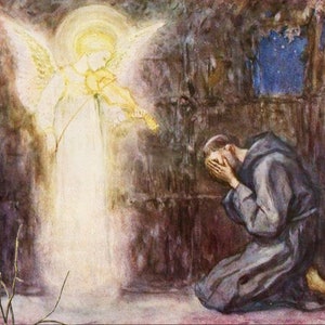 Vintage Illustration Saint Francis Angel Antique Print Catholic Gift ...