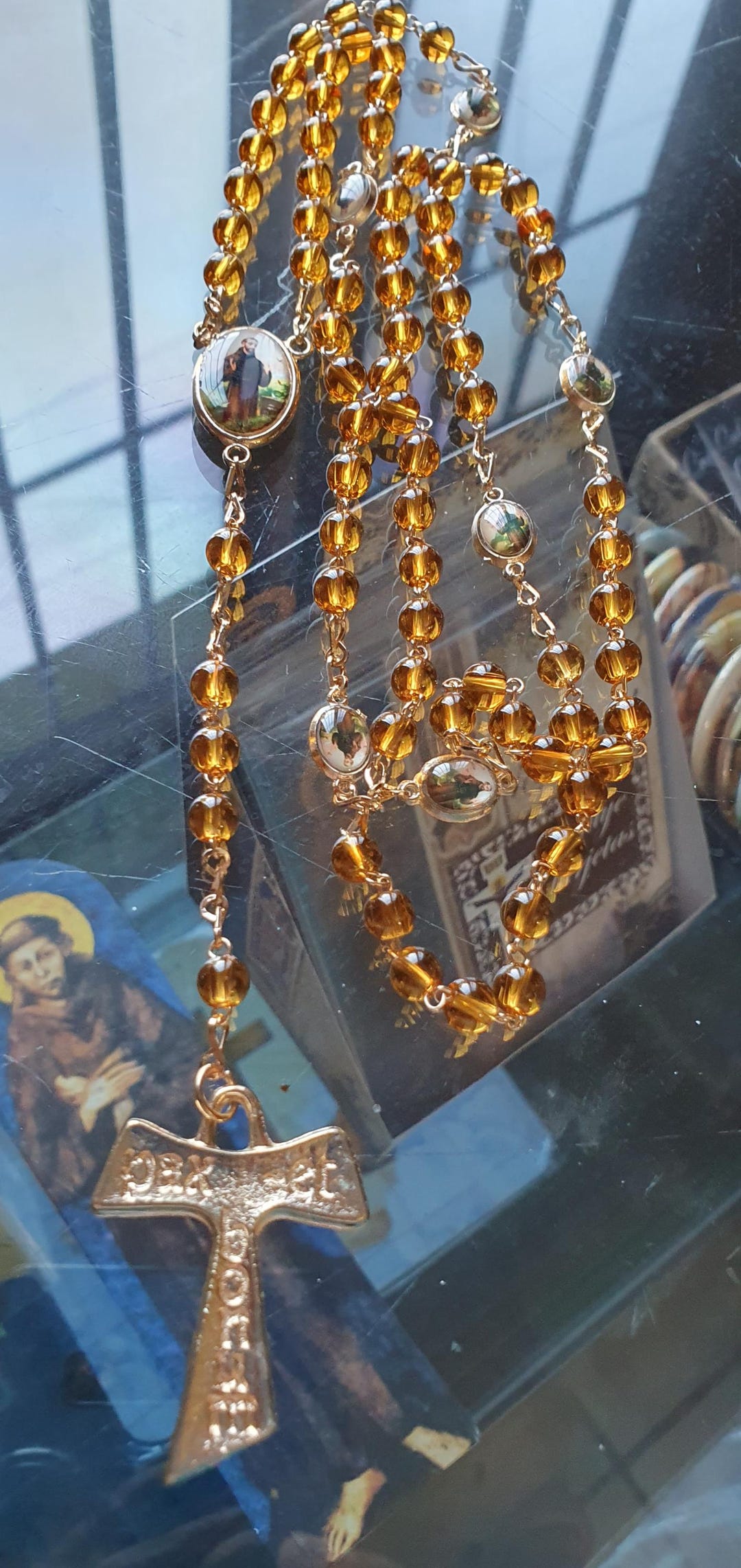 Gold-plated Franciscan Crown Rosary – Seven Joys of Mary, Catholic ...