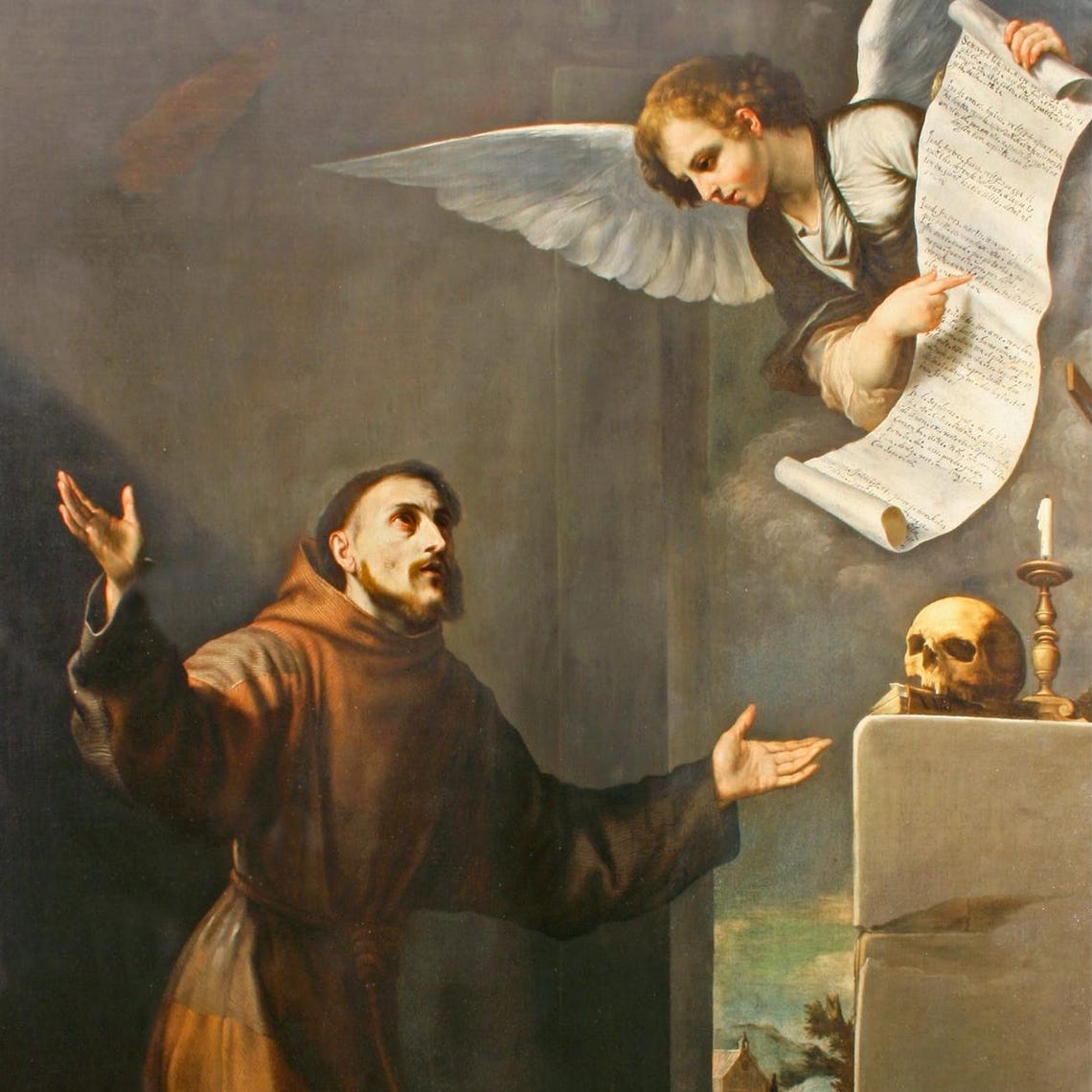 Saint Francis Angel Spanish Painting Wall Art Canvas Classic High End ...