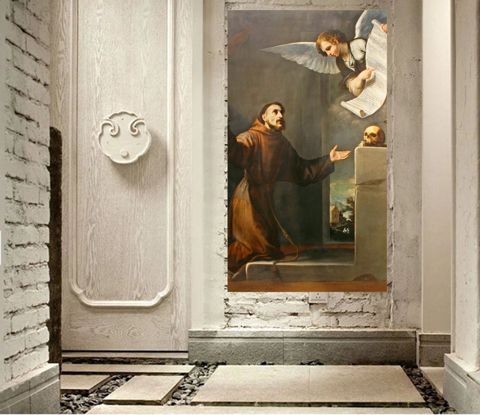 Saint Francis Angel Spanish Painting Wall Art Canvas Classic High End ...
