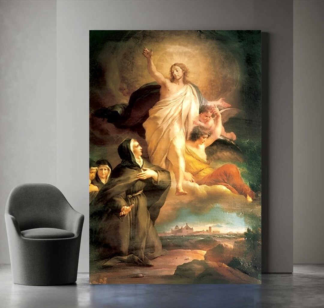 Saint Angela of Foligno and Jesus Christ Art, Catholic Icon (digital ...