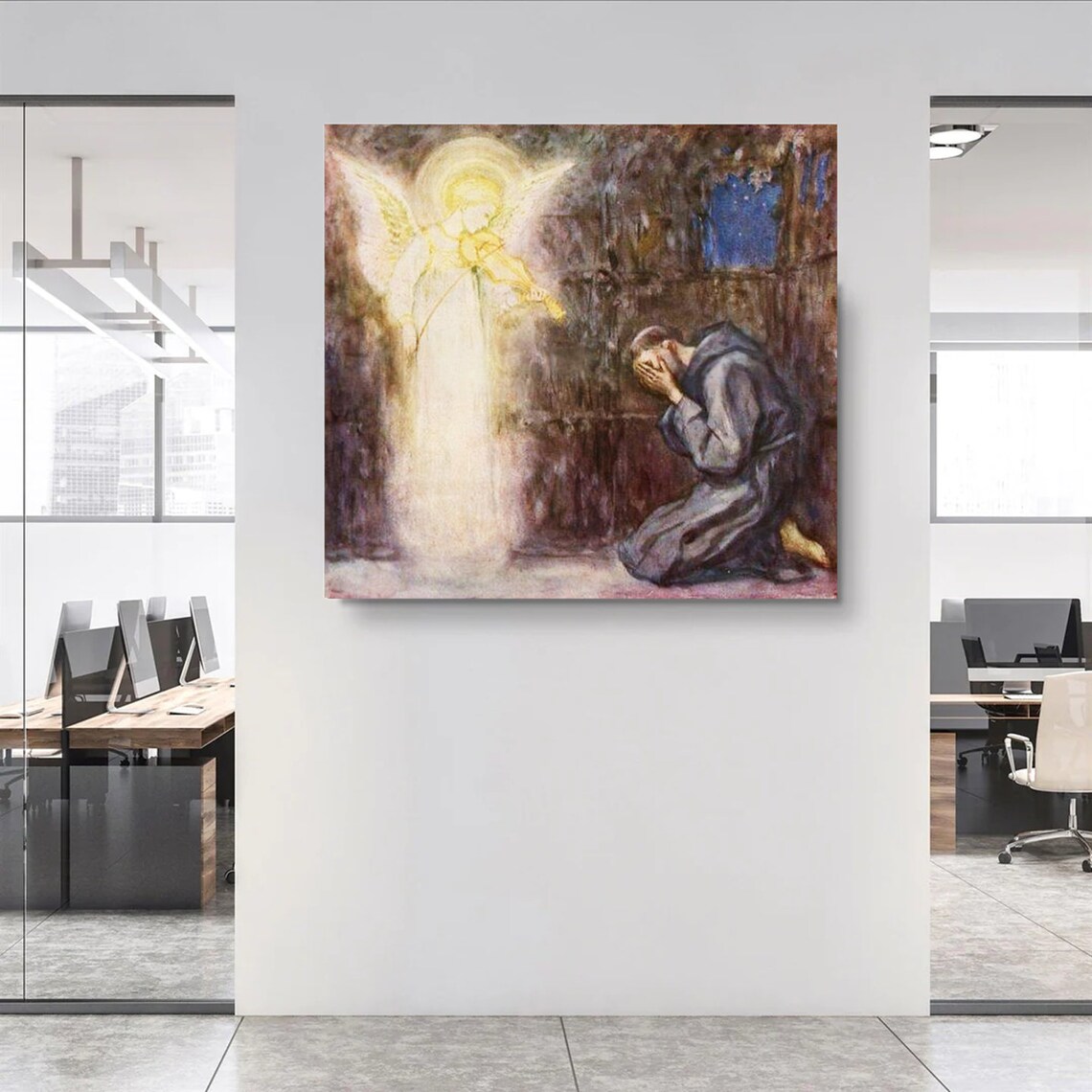 Vintage Illustration Saint Francis Angel Antique Print Catholic Gift ...