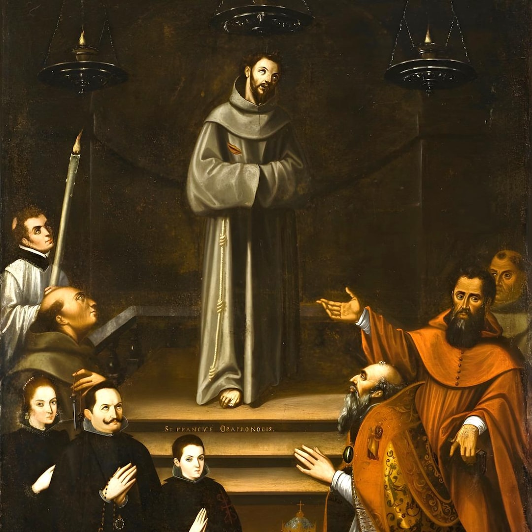 Saint Francis Pope Nicholas V Italian Dark Painting Elegant Home Decor ...