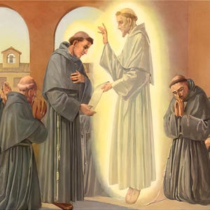 Saint Francis Blessing Saint Anthony Vintage Card Antique Collectible ...