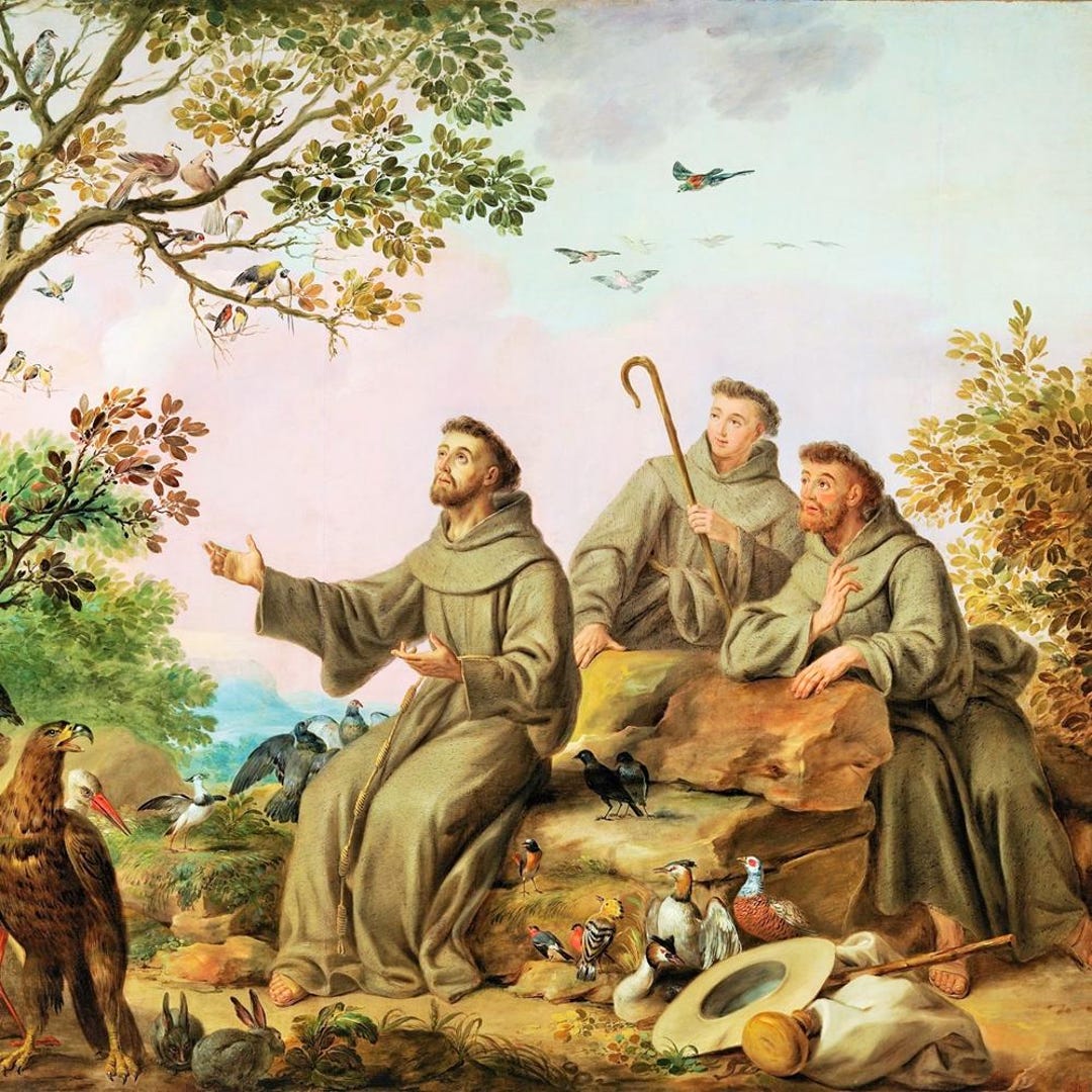 Saint Francis Preaching to Birds Painting, Catholic Art (restored ...