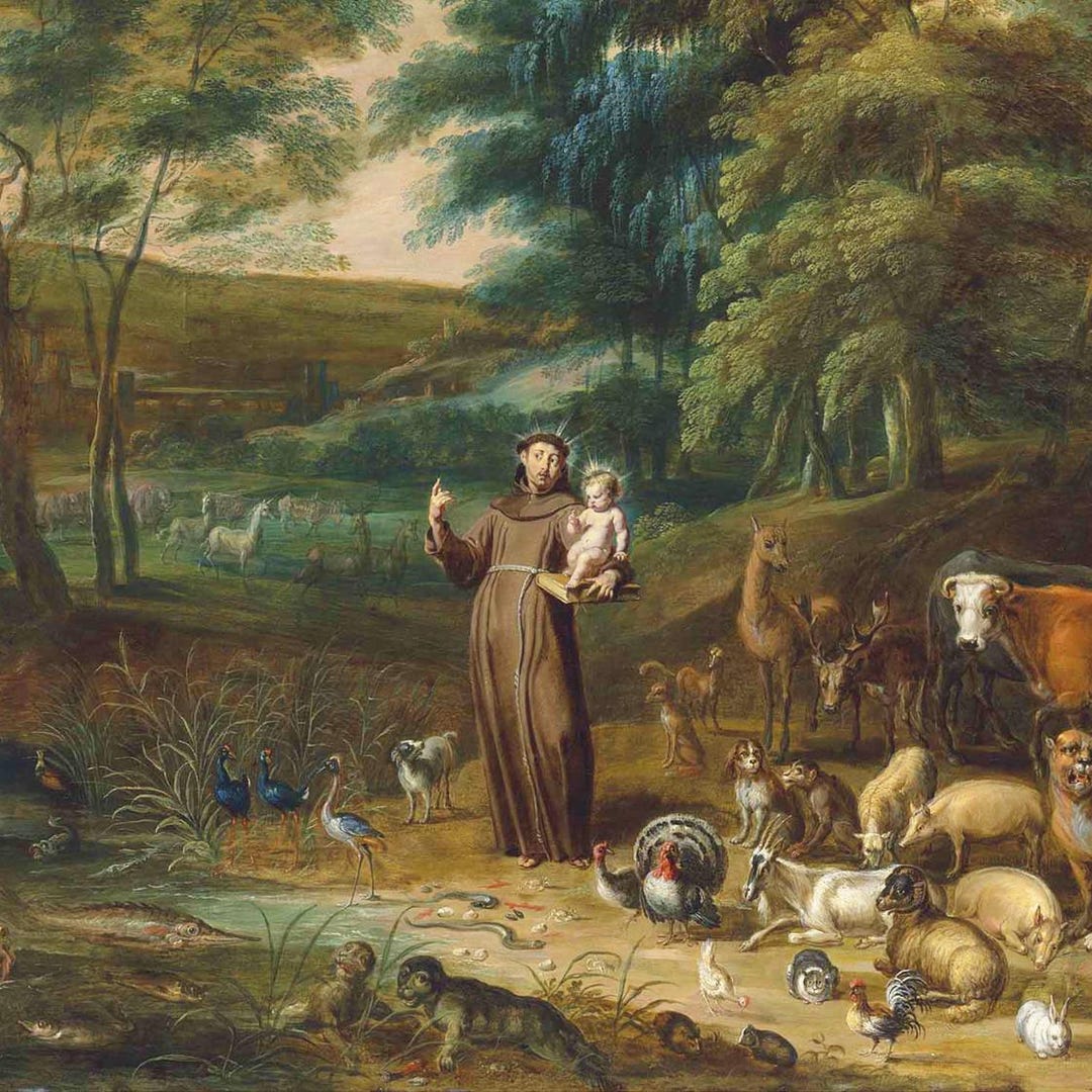 Saint Francis Animals Italian Painting Instant Download Vintage Home ...