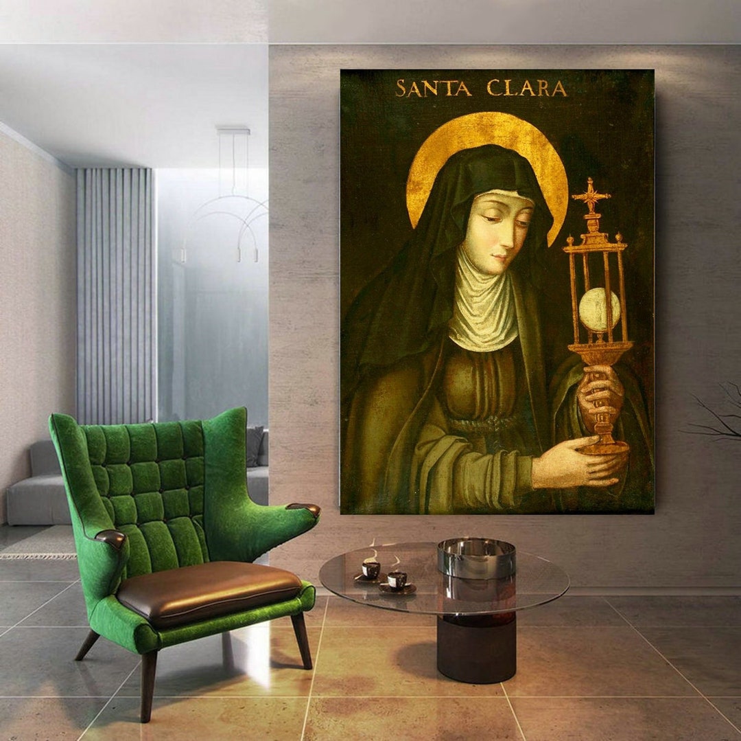 Saint Clare Painting Classic Catholic Gift High End Home Convent Decor ...