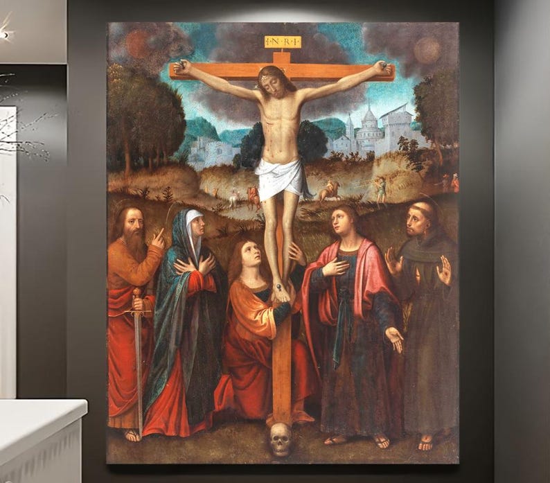Crucifixion With Saints Francis Assisi Easter LENT Resurrection Catholic Printable Art - Etsy