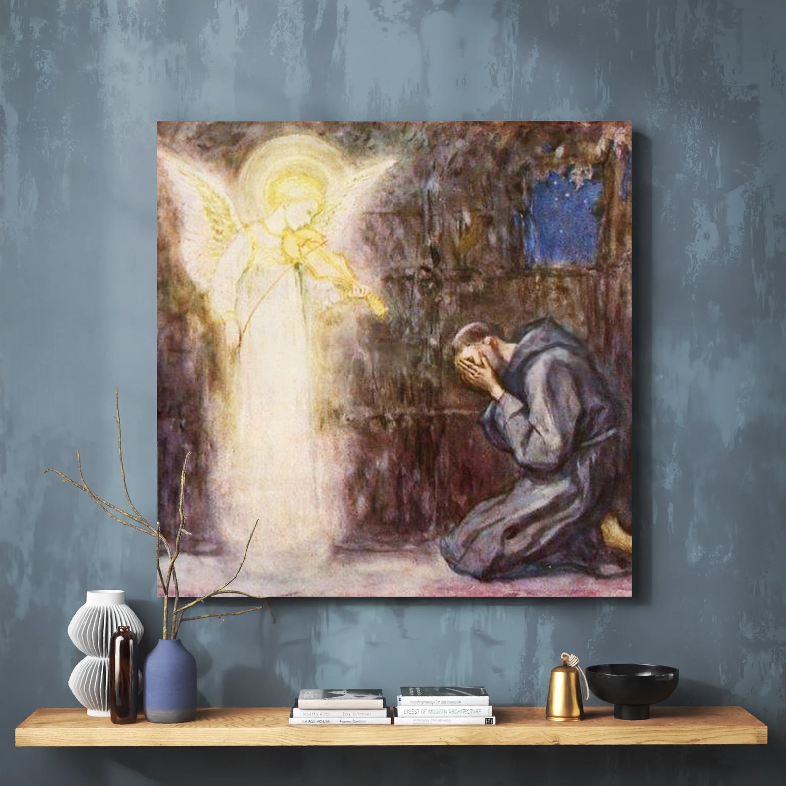 Vintage Illustration Saint Francis Angel Antique Print Catholic Gift ...