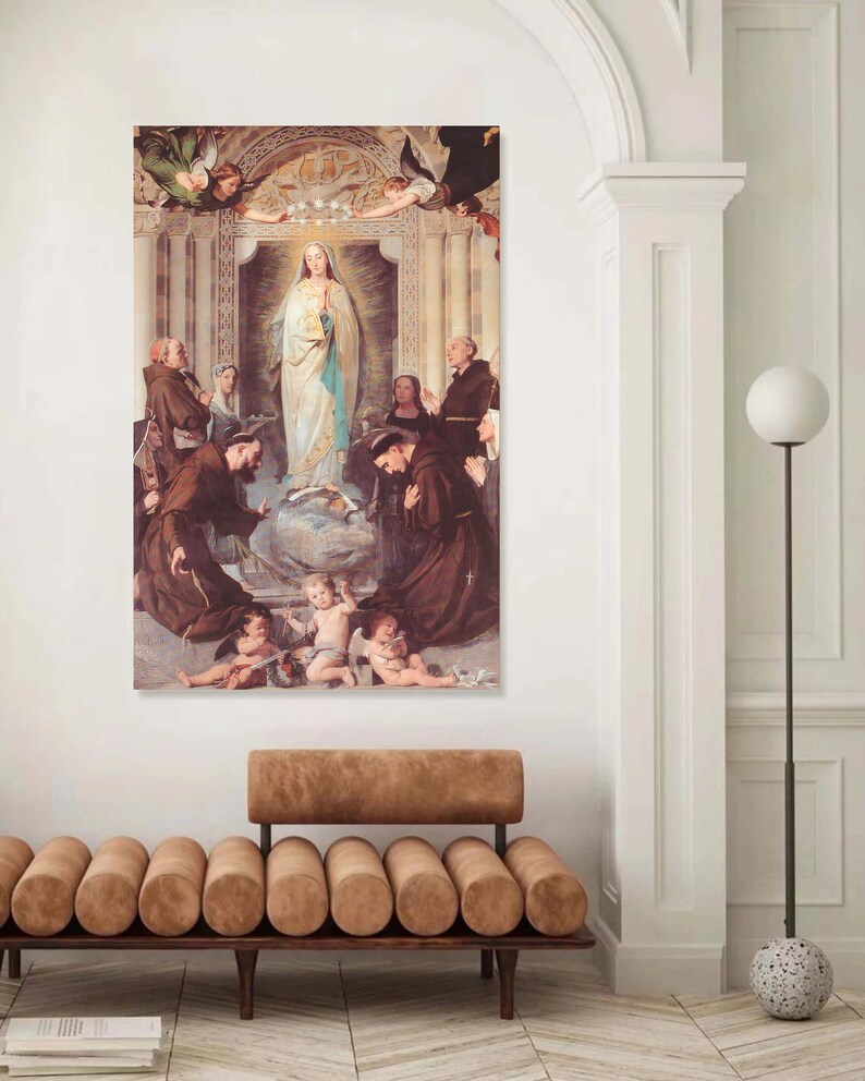 Virgin Mary With Franciscan Saints Painting, Catholic Wall Art (digital ...