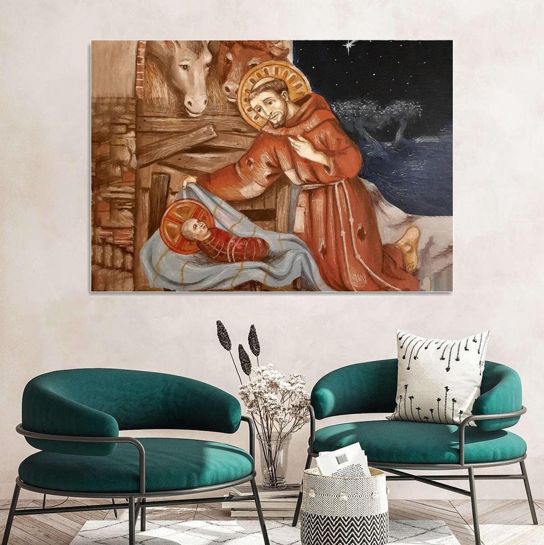 Saint Francis Nativity Print, Holy Child Scene (restored Digital Image ...
