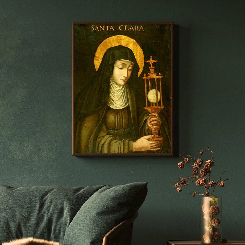 Saint Clare of Assisi Painting, Catholic Home Decor (restored Digital ...