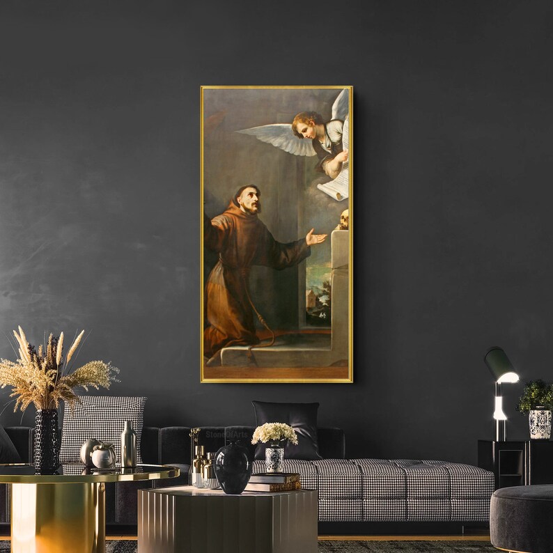 Saint Francis Angel Spanish Painting Wall Art Canvas Classic High End ...