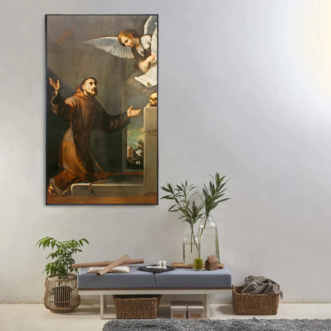 Saint Francis Angel Spanish Painting Wall Art Canvas Classic High End ...