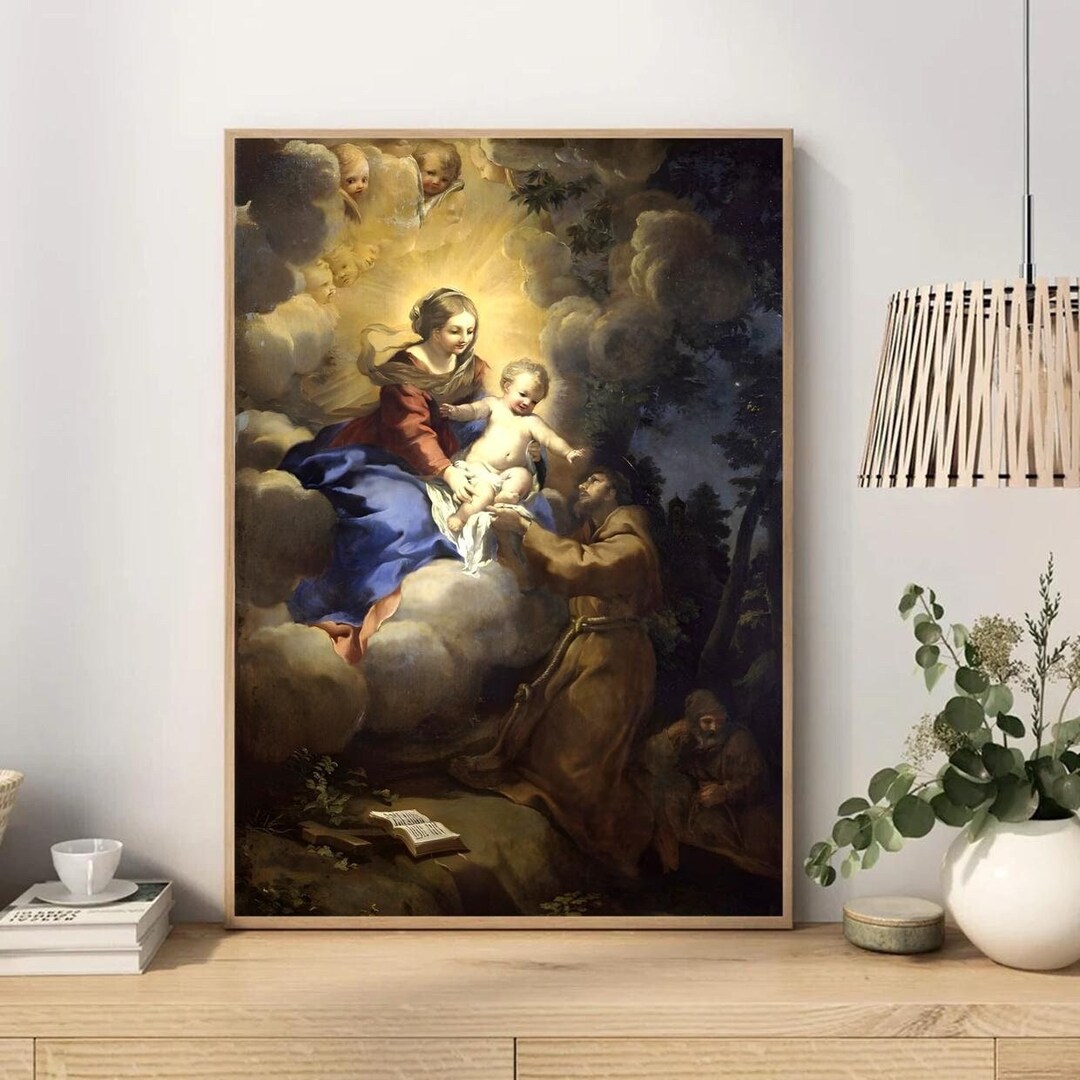 Blessed Virgin Mary Holy Child Saint Francis Classic Italian Painting ...