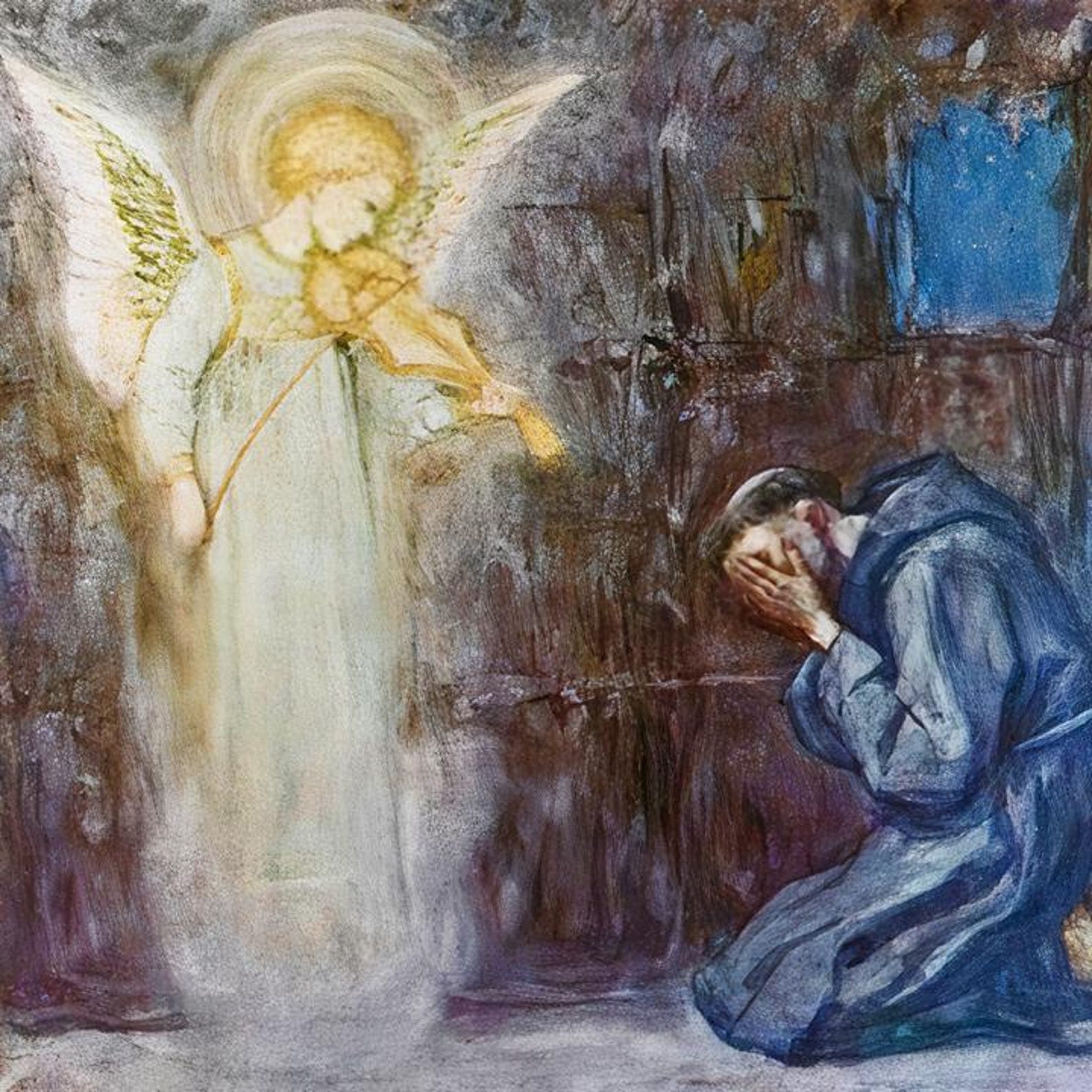 Vintage Illustration Saint Francis Angel Antique Print Catholic Gift ...