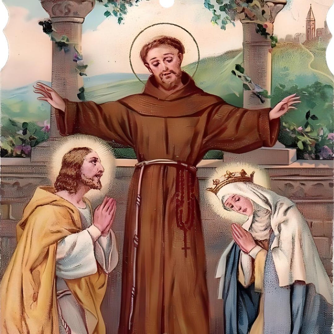 Saint Francis Blessing Louis & Elizabeth, Vintage Catholic (restored ...