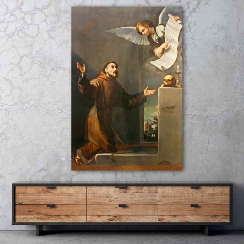 Saint Francis Angel Spanish Painting Wall Art Canvas Classic High End ...