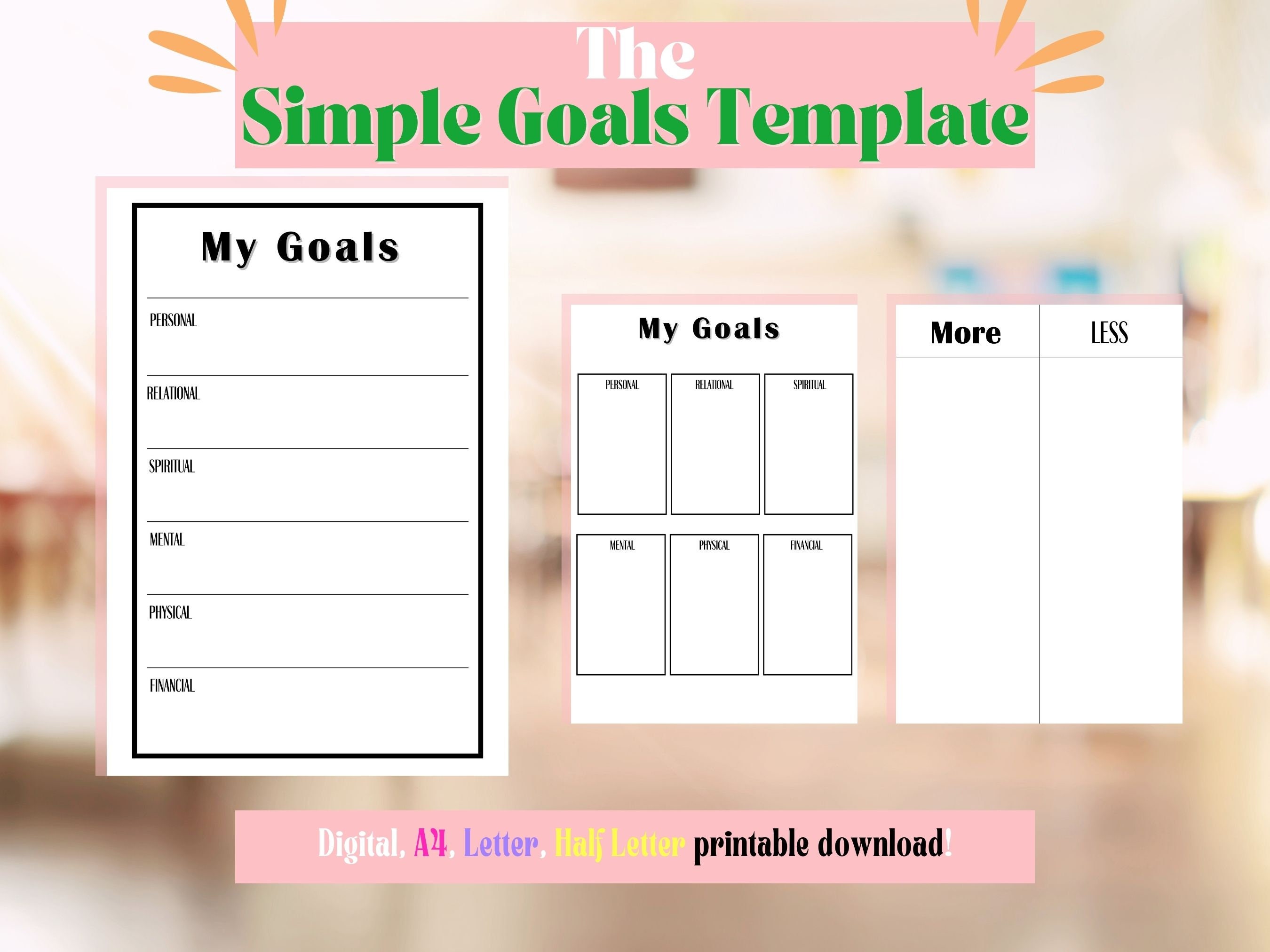 Your Simple GOALS Templates Bundle - Create Your Vision Board, Set ...