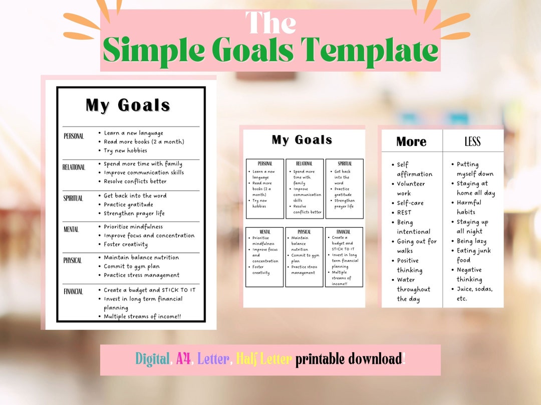 Your Simple GOALS Templates Bundle - Create Your Vision Board, Set ...