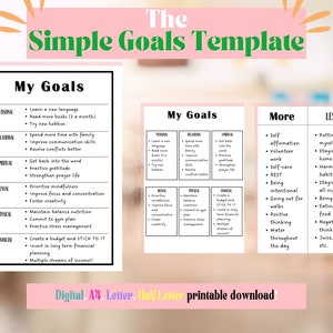 Your Simple GOALS Templates Bundle - Create Your Vision Board, Set ...