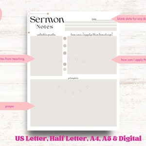 Sermon Note Taking Template for Women of Faith| Self Reflection ...