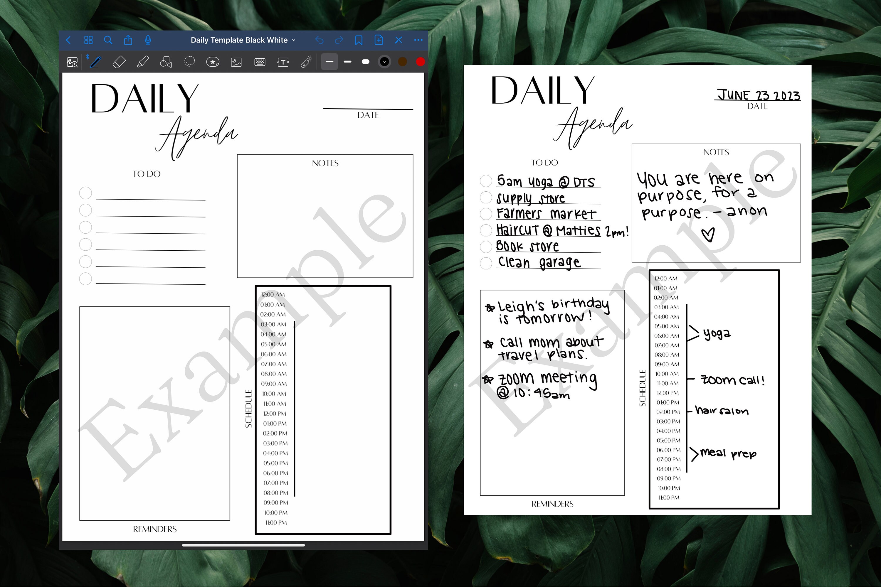 Daily Black and White Minimalistic Digital Undated Daily - Etsy