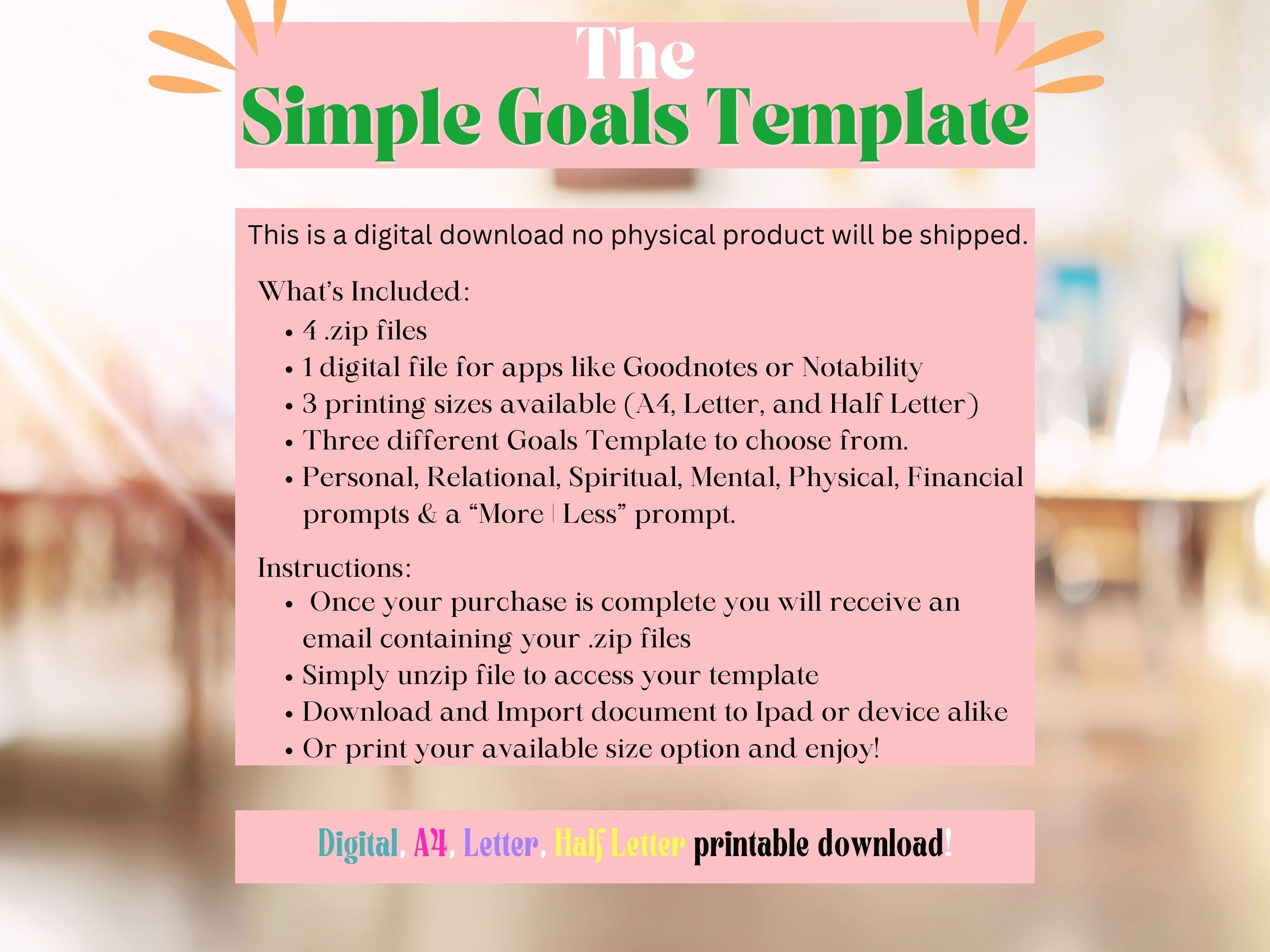Your Simple GOALS Templates Bundle - Create Your Vision Board, Set ...