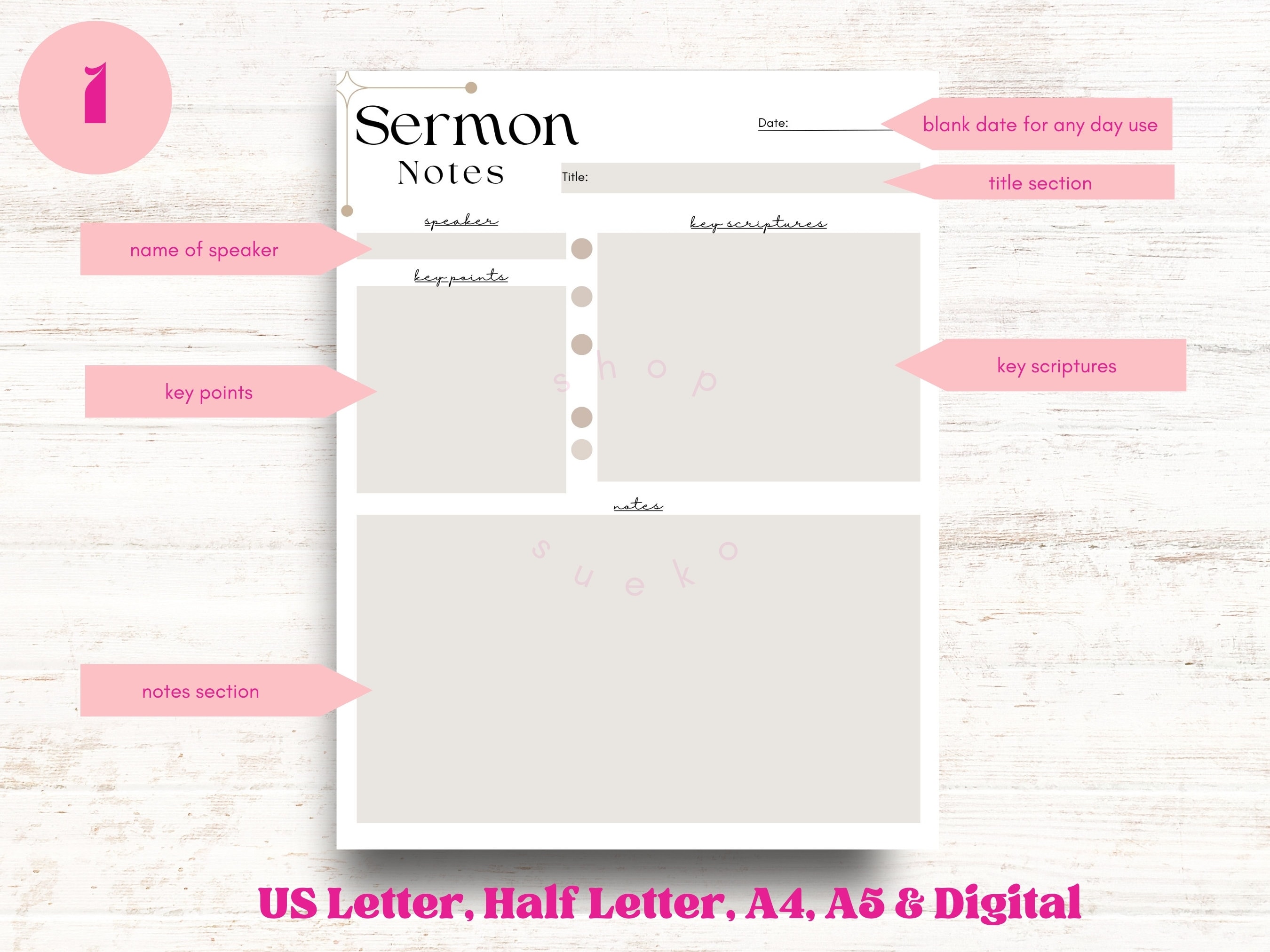 Sermon Note Taking Template for Women of Faith| Self Reflection ...