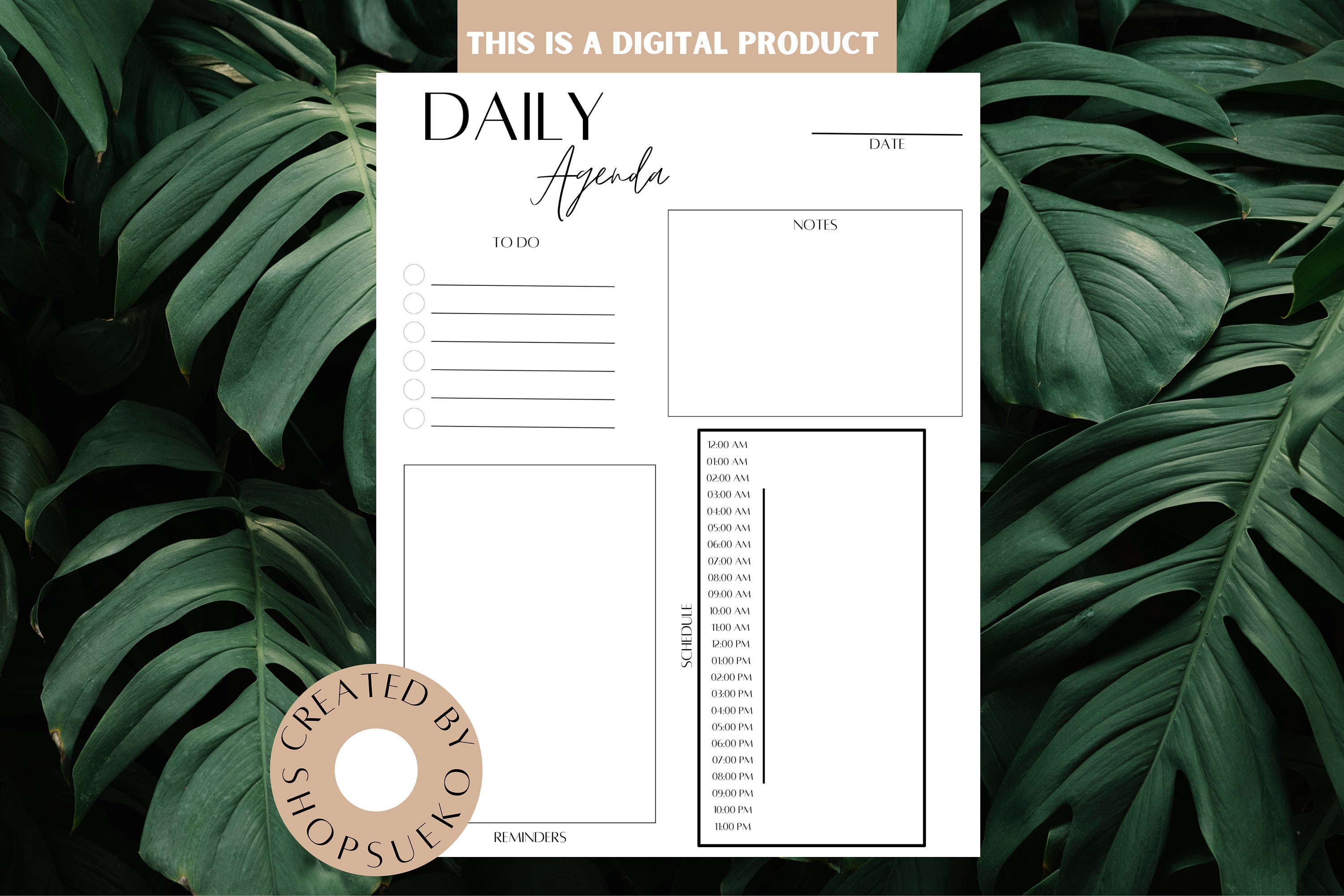 Daily Black and White Minimalistic Digital Undated Daily - Etsy