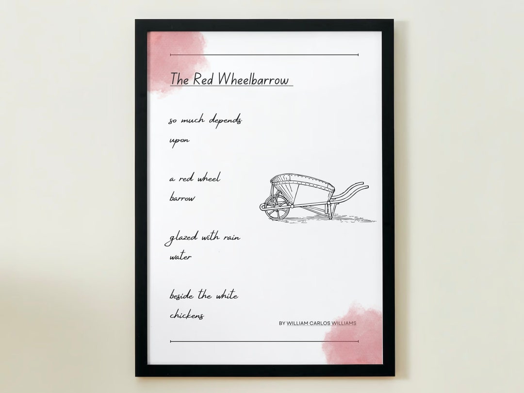 The Red Wheelbarrow Poem Print by William Carlos Williams - Etsy