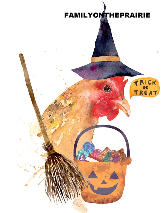 Halloween Chicken Witch Digital Download Trick or Treat - Etsy