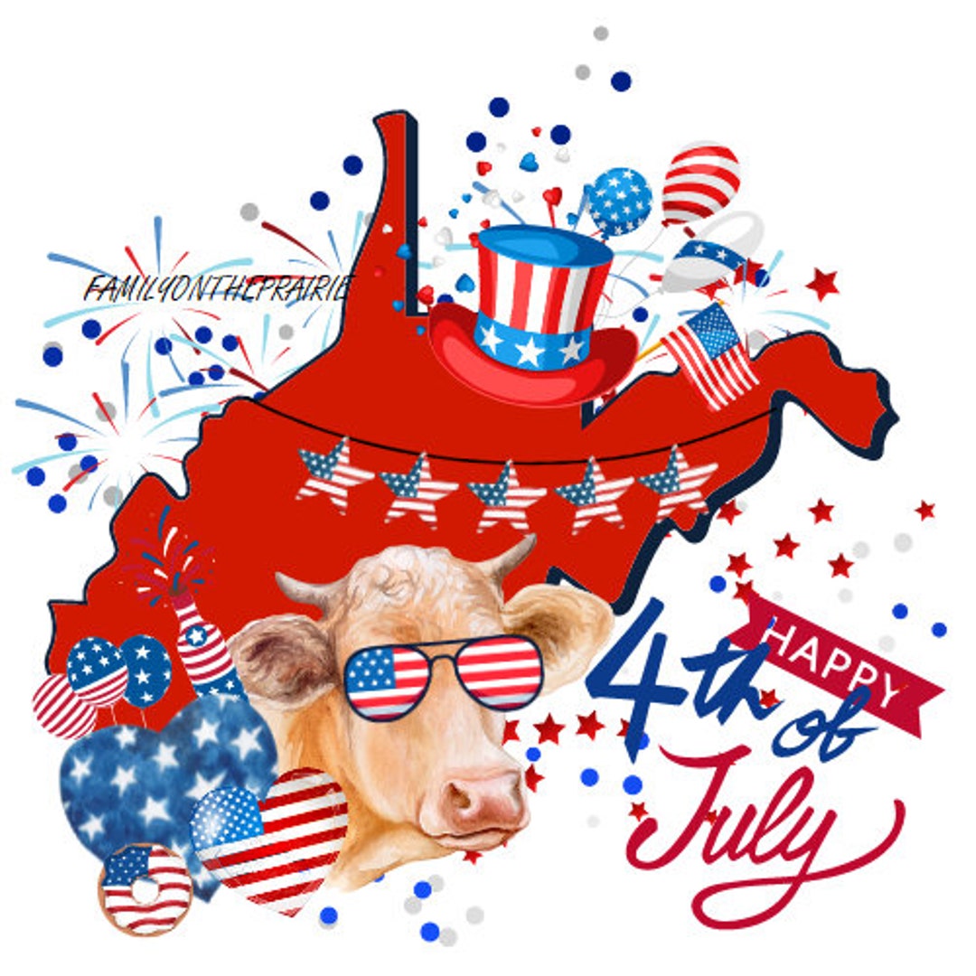 West Virginia Cow 4th of July PNG, 4th of July, Cows - Etsy