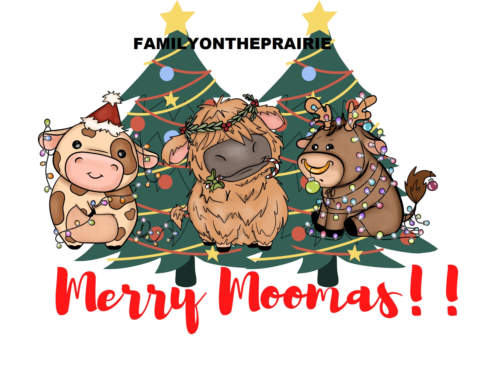 Merry Moomas PNG, Cows, Christmas Digital - Etsy