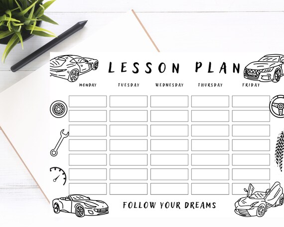 PRINTABLE Lesson Plan Lesson Plan for Boy Lesson Plan Cars - Etsy