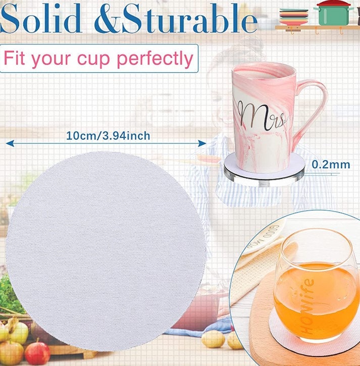 Sublimation Blanks Coaster Round Heat Transfer Cup Mats DIY - Etsy
