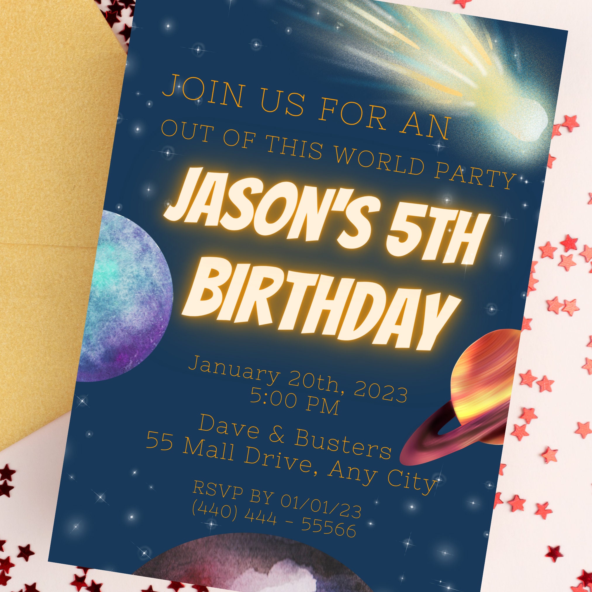 Outer Space Custom Birthday Invite Birthday Party Boy Girl Neutral ...