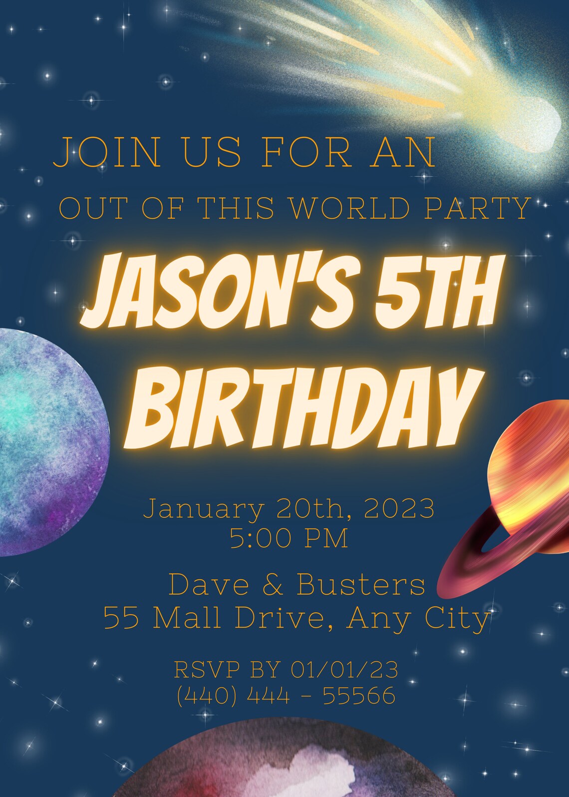 Outer Space Custom Birthday Invite Birthday Party Boy Girl Neutral ...