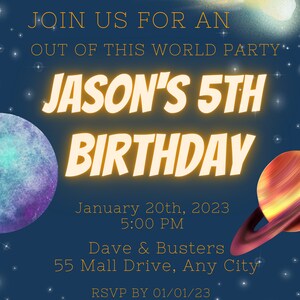 Outer Space Custom Birthday Invite Birthday Party Boy Girl Neutral ...