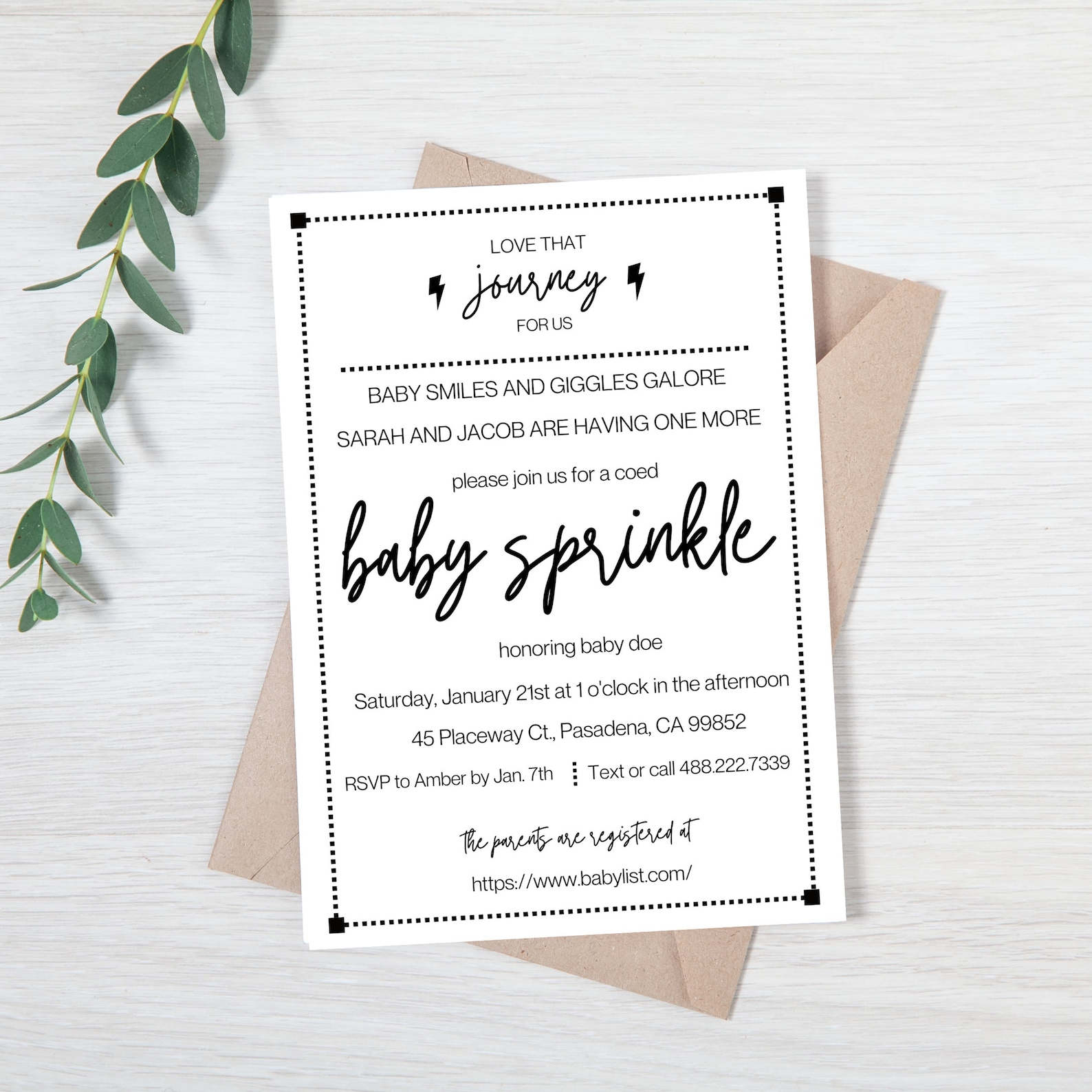 Baby Sprinkle Invitation, Love That Journey for Us, Shower, David ...
