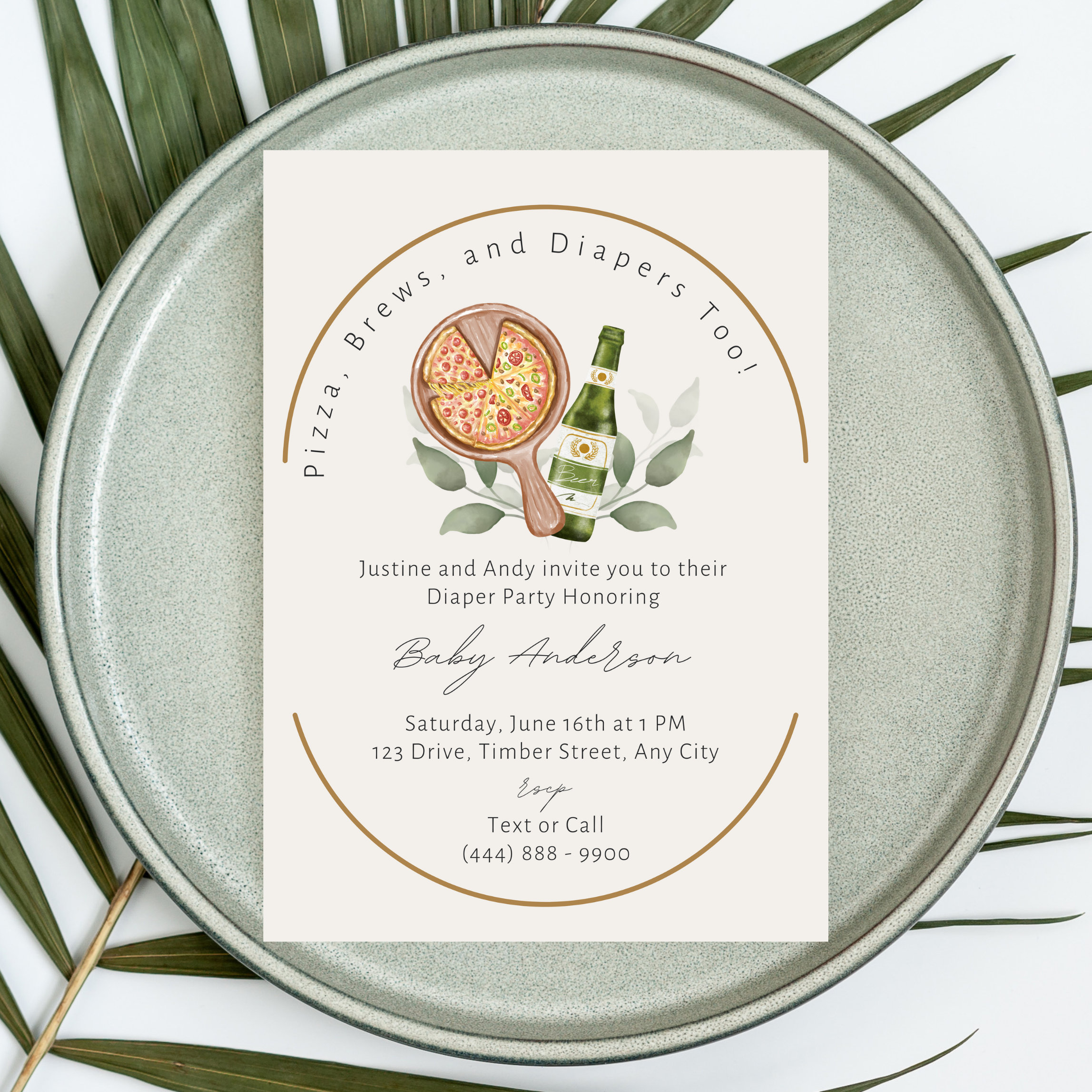 Pizza Brews and Diapers Too Diaper Party Digital Download Editable ...